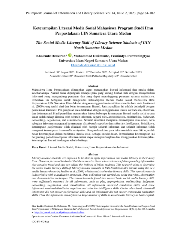 (PDF) Keterampilan Literasi Media Sosial Mahasiswa Program Studi Ilmu ...