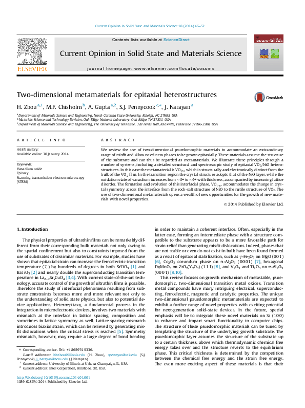 (PDF) Two-dimensional metamaterials for epitaxial heterostructures