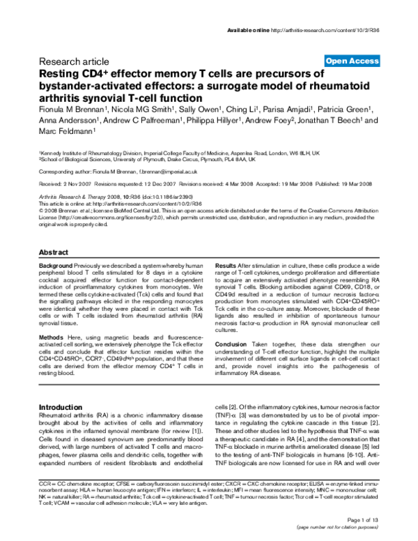 (PDF) Resting CD4+ effector memory T cells are precursors of bystander ...