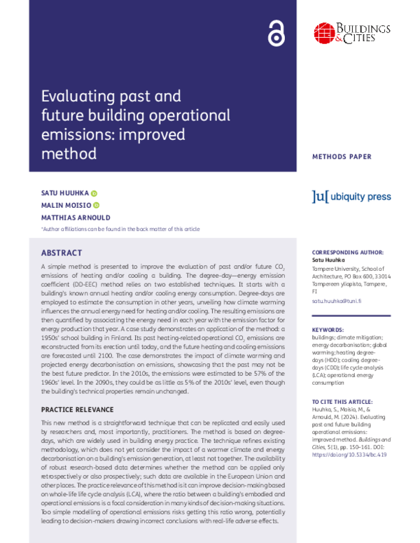 (PDF) Evaluating past and future building operational emissions: improved method