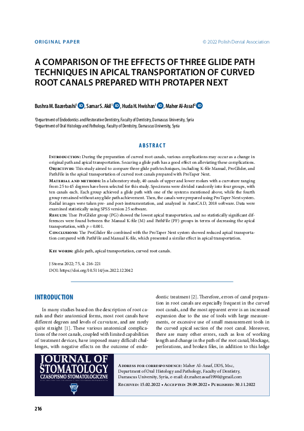 (PDF) A comparison of the effects of three glide path techniques in ...