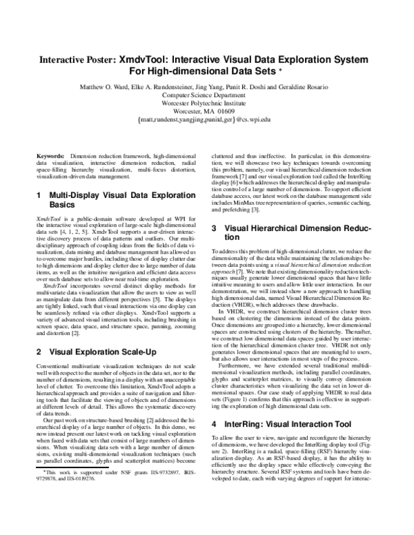 (PDF) Interactive poster: Xmdvtool: Interactive visual data exploration system for high ...