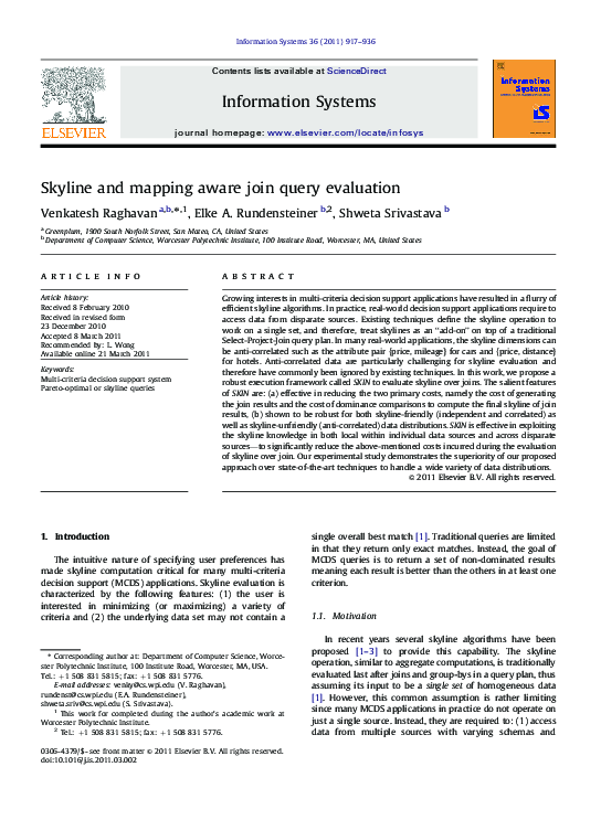 (PDF) Skyline and mapping aware join query evaluation