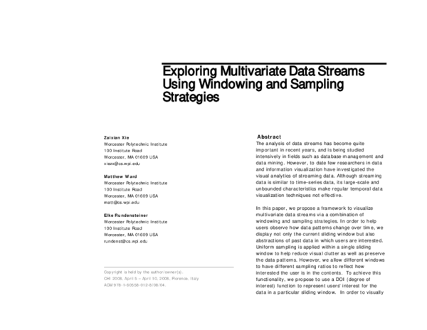 (PDF) Exploring multivariate data streams using windowing and sampling strategies | Elke ...