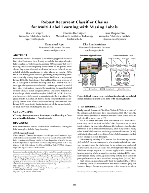 (PDF) Robust Recurrent Classifier Chains for Multi-Label Learning with Missing Labels