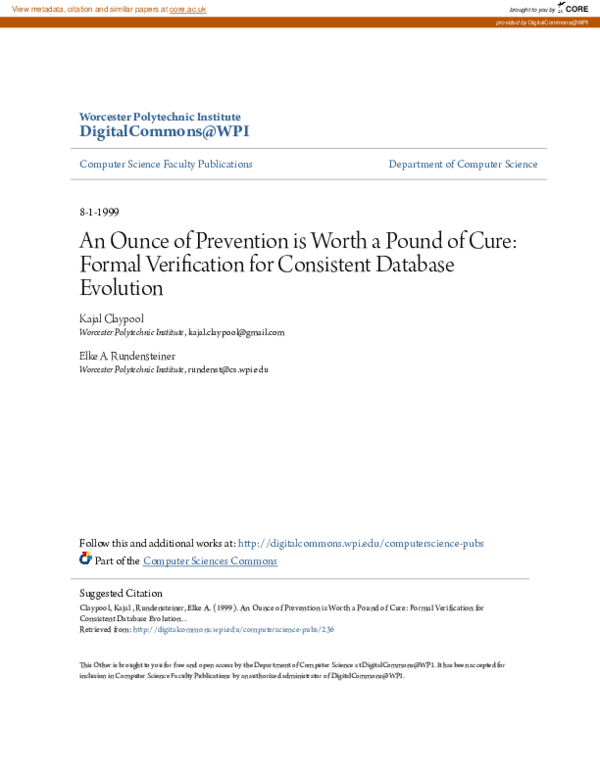 Pdf An Ounce Of Prevention Is Worth A Pound Of Cure Formal Verification For Consistent