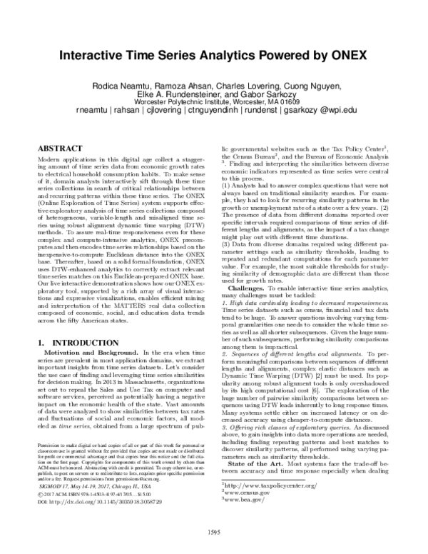 (PDF) Interactive Time Series Analytics Powered by ONEX