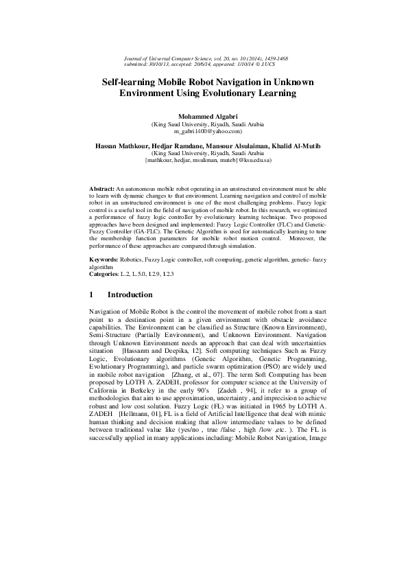Pdf Self Learning Mobile Robot Navigation In Unknown Environment
