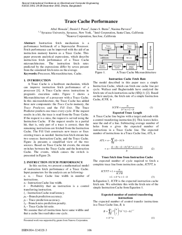 (PDF) Trace Cache Performance