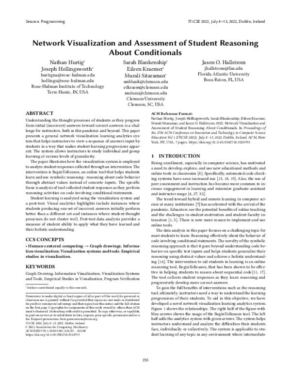 (PDF) Network Visualization and Assessment of Student Reasoning About Conditionals