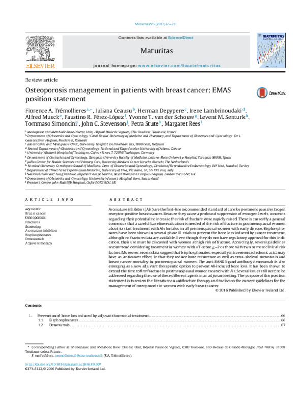 (PDF) Osteoporosis management in patients with breast cancer: EMAS ...