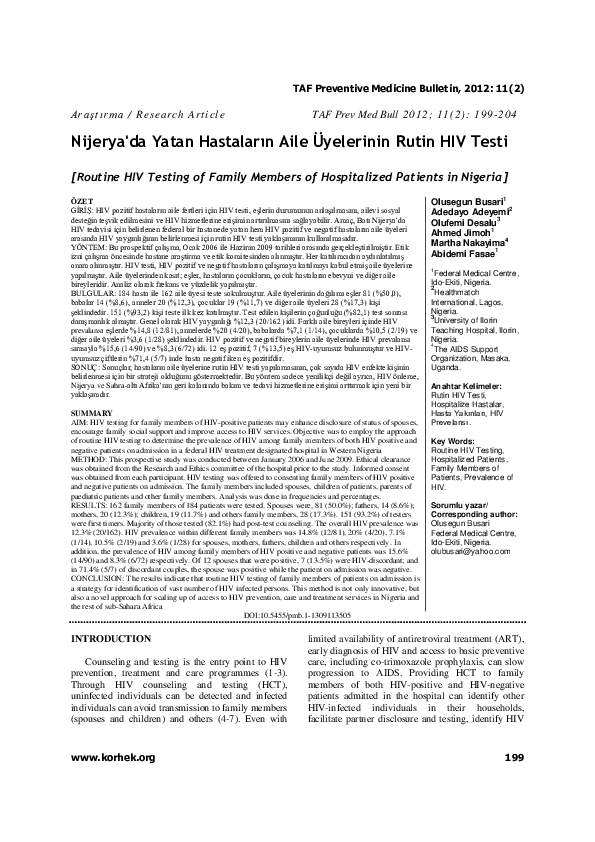 (PDF) Routine HIV Testing for Hospitalized Patients' Families