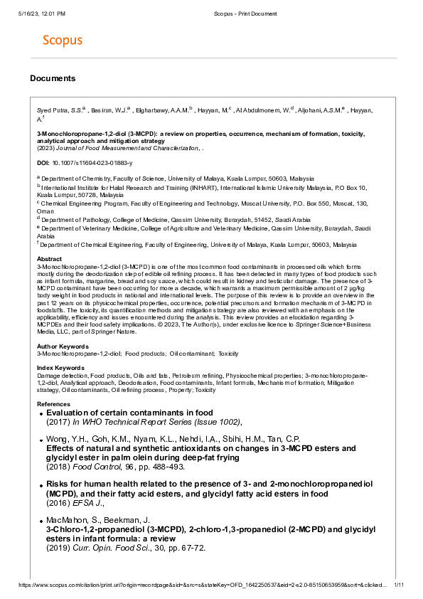 (PDF) 3-Monochloropropane-1,2-diol (3-MCPD): a review on properties ...