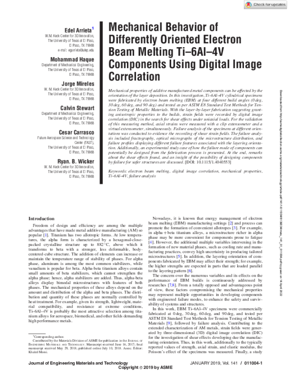 (PDF) Mechanical Behavior of Differently Oriented Electron Beam Melting ...