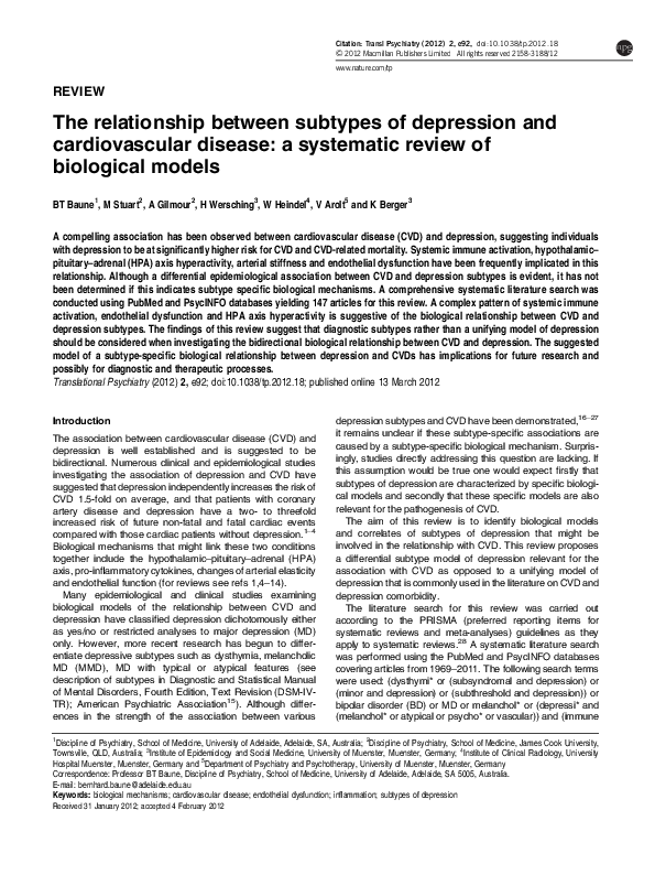 (PDF) The relationship between subtypes of depression and ...