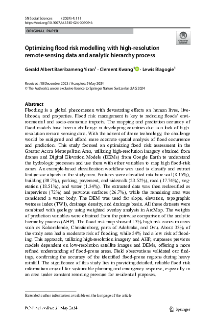 (PDF) Optimizing flood risk modelling with high-resolution remote sensing data and analytic ...