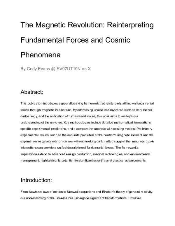 (PDF) The Magnetic Revolution: Reinterpreting Fundamental Forces and ...