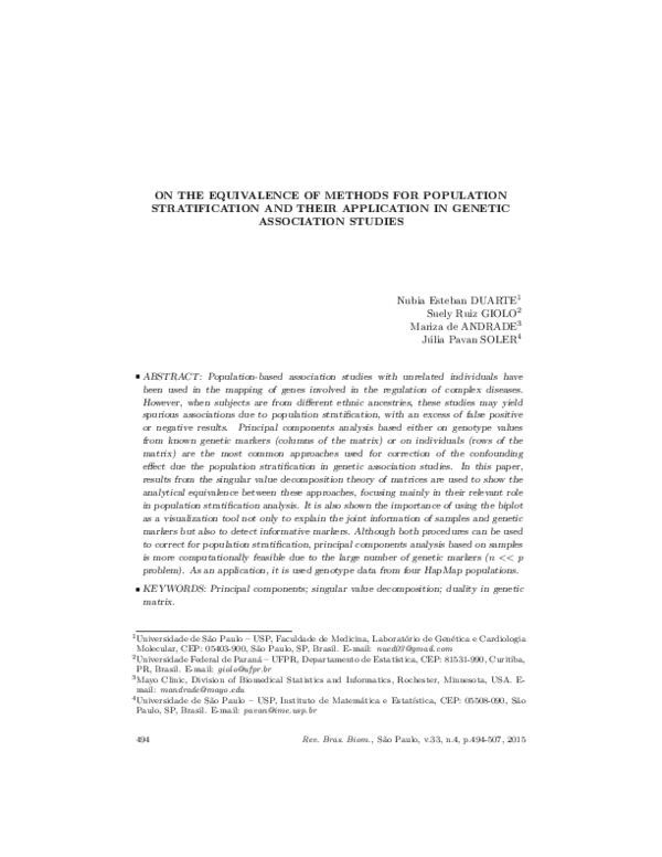(PDF) On the Equivalence of Methods for Population Stratification and Their Application in ...