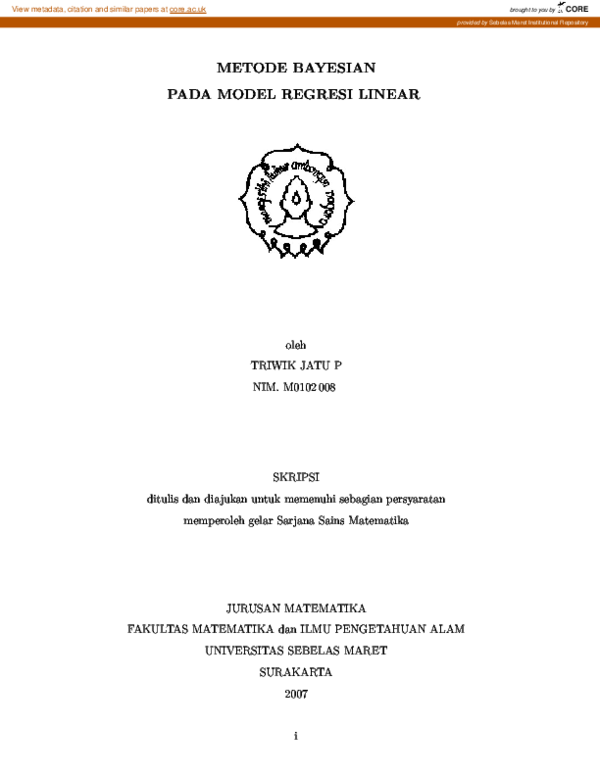 (PDF) Metode Bayesian Pada Model Regresi Linear
