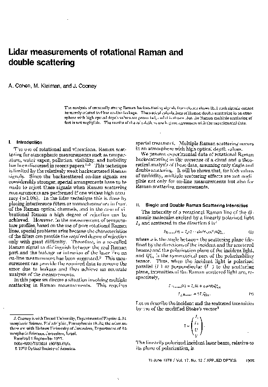 (PDF) Lidar measurements of rotational Raman and double scattering