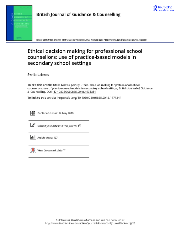(PDF) Ethical decision making for professional school counsellors: use ...