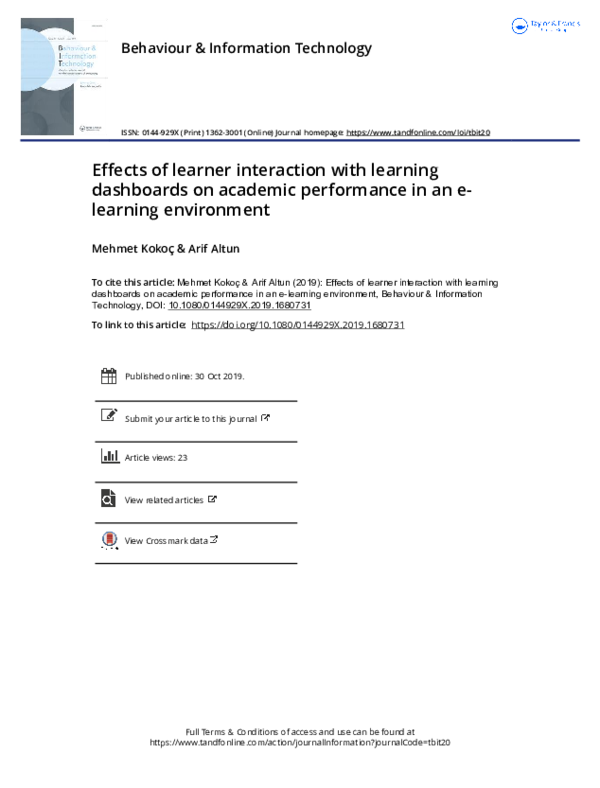 (PDF) Effects of learner interaction with learning dashboards on ...