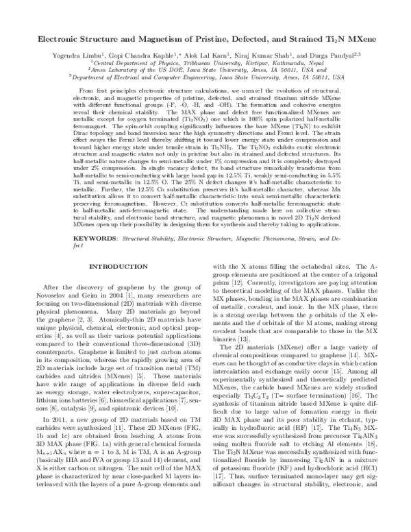 (PDF) Electronic Structure and Magnetism of Pristine, Defected, and ...