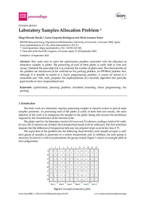 (PDF) Laboratory Samples Allocation Problem