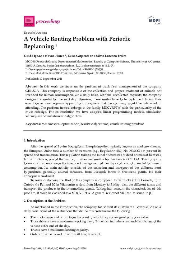 (PDF) A Vehicle Routing Problem with Periodic Replanning
