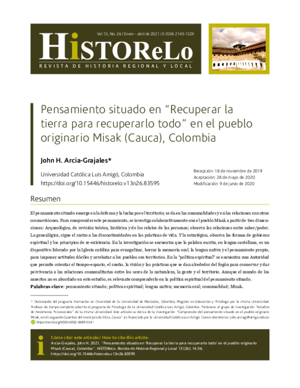 (PDF) Pensamiento situado en “Recuperar la tierra para recuperarlo todo ...