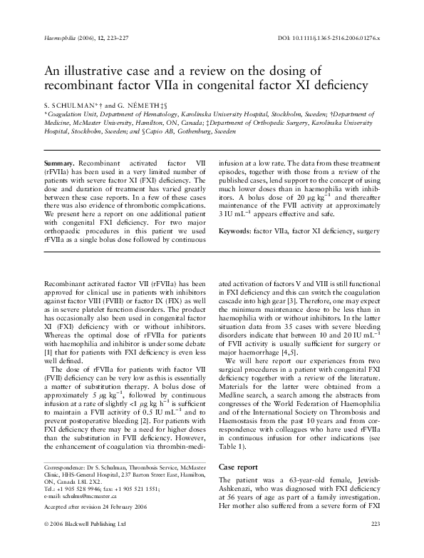 (PDF) An illustrative case and a review on the dosing of recombinant ...