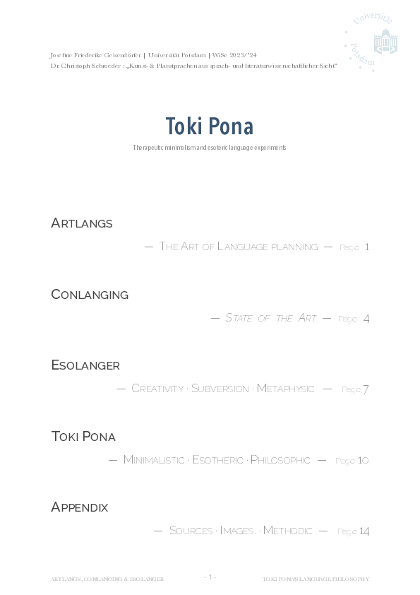 (PDF) Toki Pona - Therapeutic minimalism and esoteric language experiments