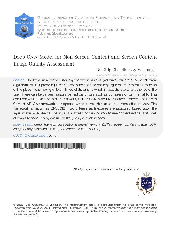 Pdf Deep Cnn Model For Non Screen Content And Screen Content Image Quality Assessment 