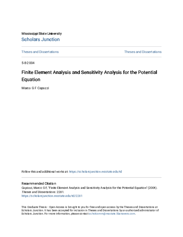 Pdf Sensitivity Analysis In Finite Element Methods