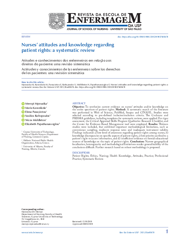 (PDF) Nurses' attitudes and knowledge regarding patient rights: a ...