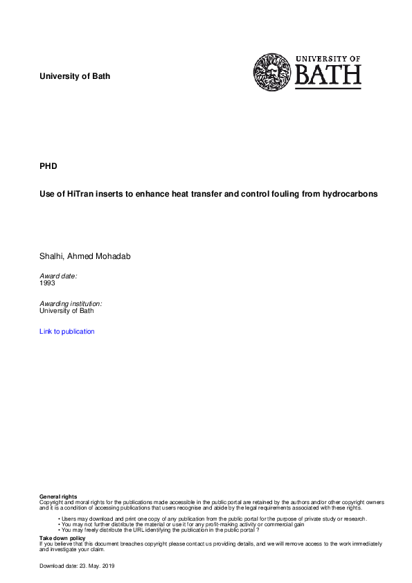 (PDF) Use of HiTran inserts to enhance heat transfer and control ...
