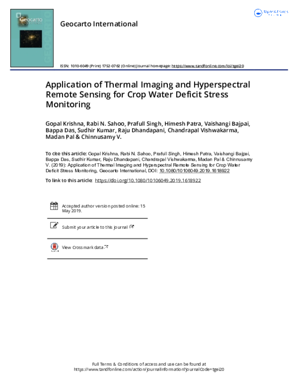 (PDF) Application of thermal imaging and hyperspectral remote sensing ...