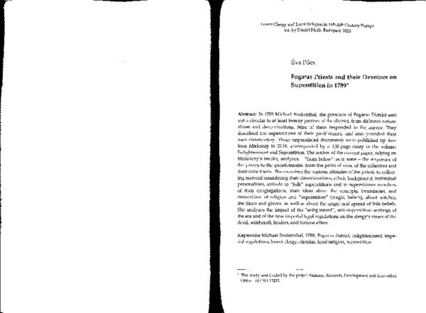 (PDF) PÓCS É. Fogaras Priests and their Devotees on Superstition in