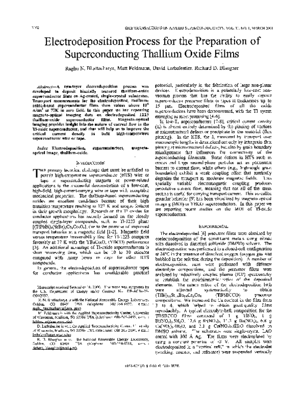 (PDF) Electrodeposition process for the preparation of superconducting ...