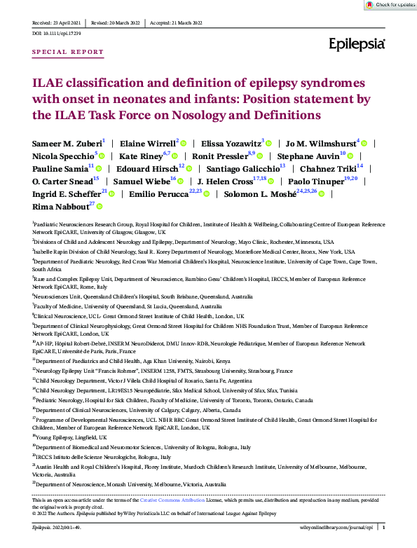 (PDF) ILAE classification and definition of epilepsy syndromes with ...