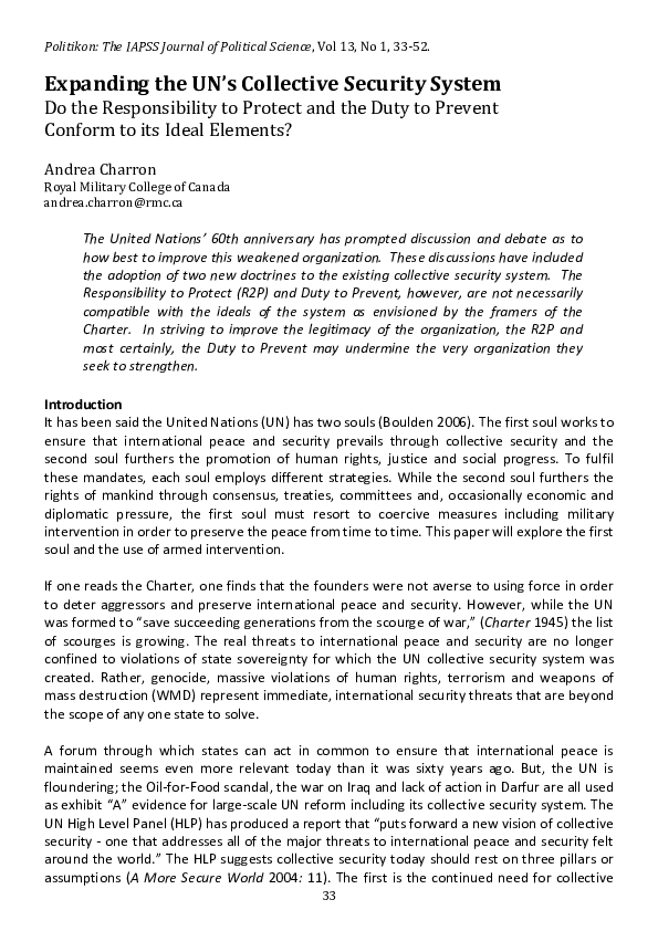 (PDF) Expanding the UN’s Collective Security System