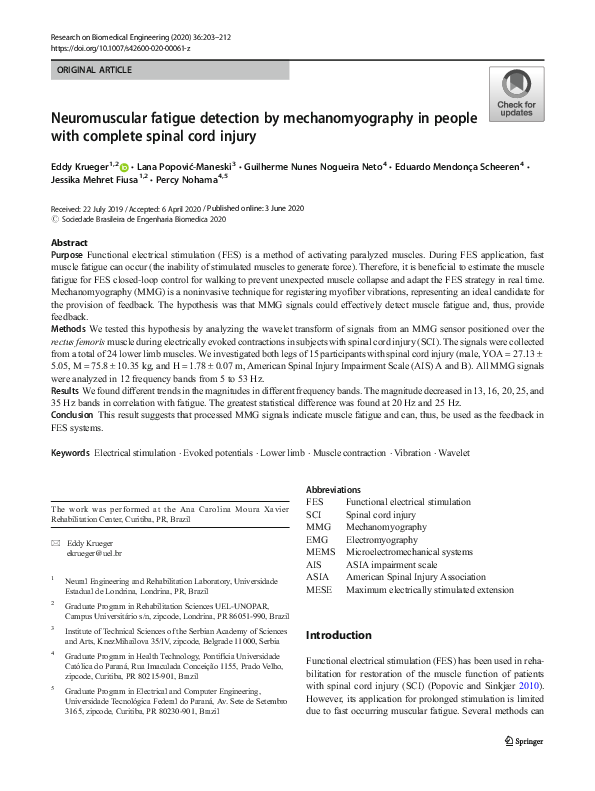 (PDF) Neuromuscular fatigue detection by mechanomyography in people ...