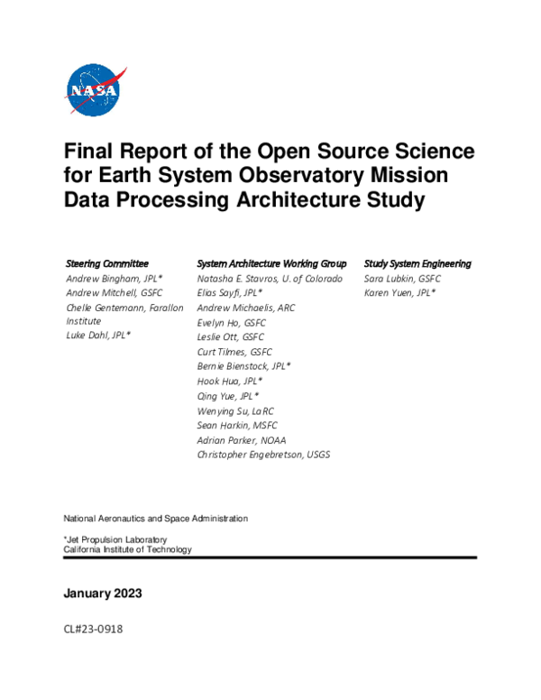 (PDF) Final Report of the Open Source Science for Earth System Observatory Mission Data ...