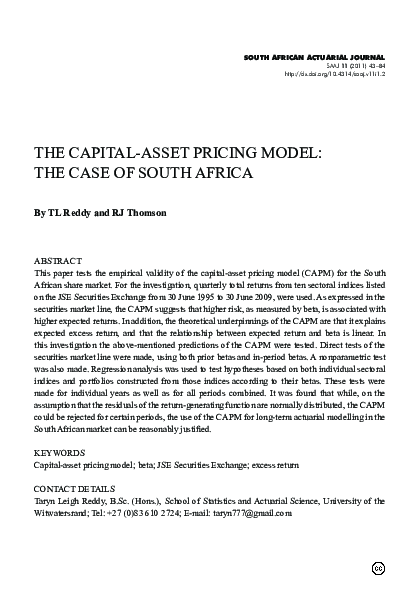 (PDF) The capital-asset pricing model: the case of South Africa | Taryn ...