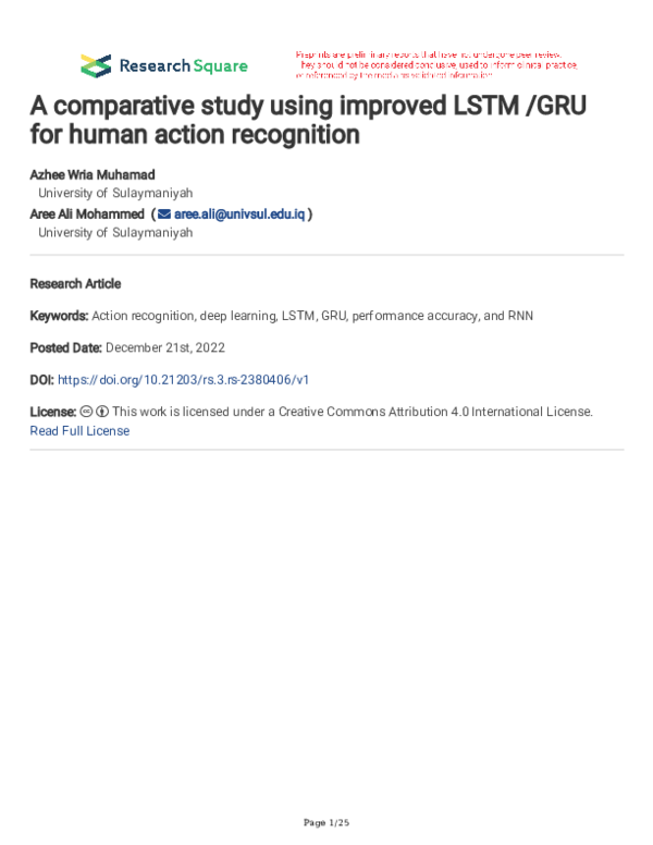 (PDF) A comparative study using improved LSTM /GRU for human action recognition