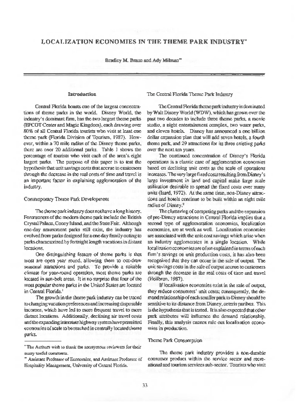 (PDF) Localization Economies in the Theme Park Industry