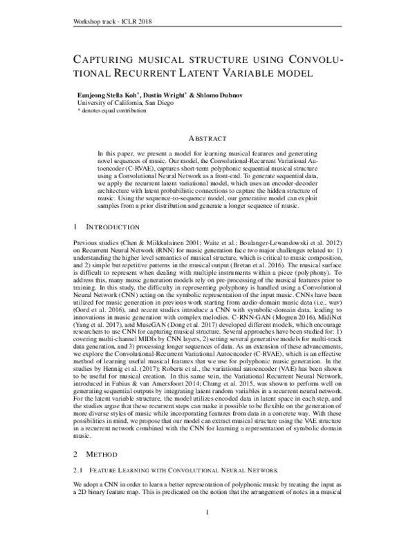 Pdf Capturing Musical Structure Using Convolutional Recurrent Latent
