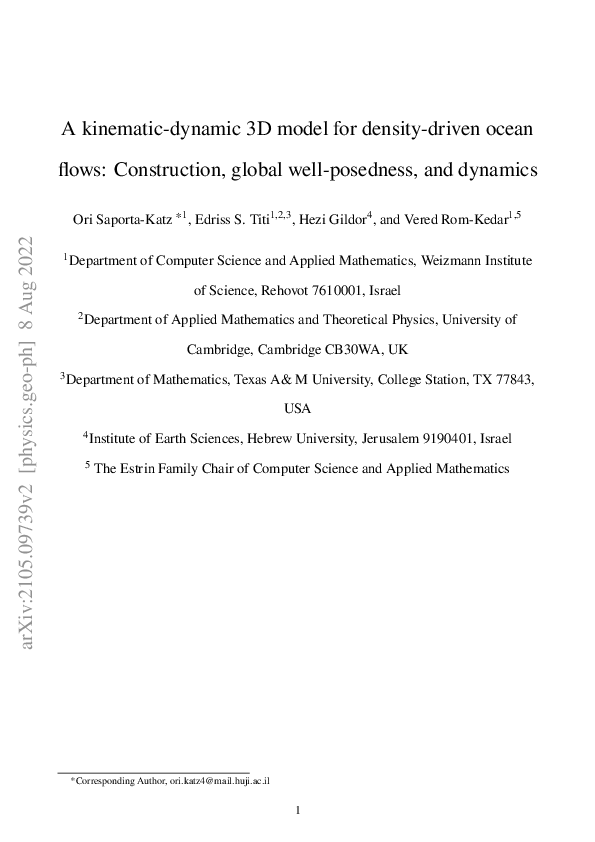 (PDF) A dynamic-kinematic 3D model for density-driven ocean circulation flows: Construction ...