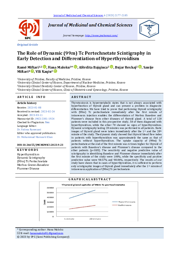 (PDF) The Role of Dynamic (99m) Tc Pertechnetate Scintigraphy in Early ...
