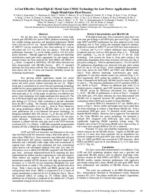 (PDF) A cost effective 32nm high-K/ metal gate CMOS technology for low ...